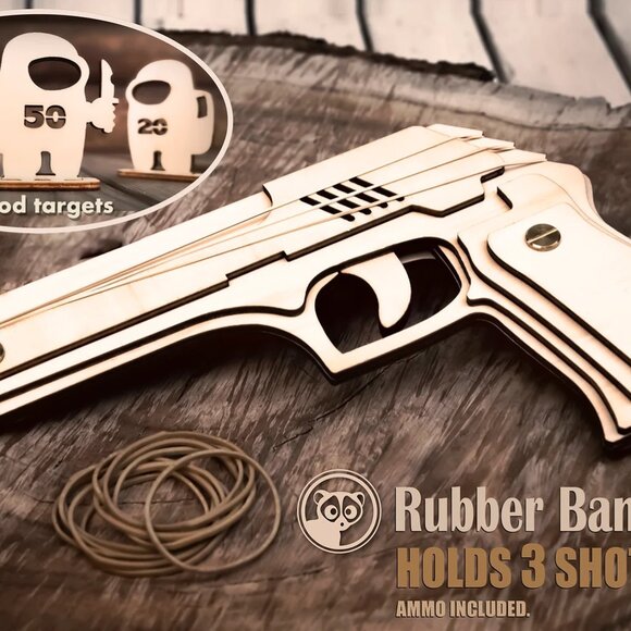 Games | Rubber Band Gun 5 Targets Fully Assembled Fun Game Set W Bands ...